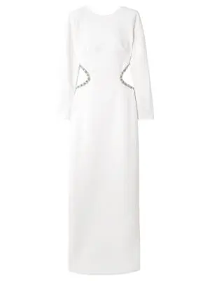 Sabina Bilenko Heliconia Crystal-embellished Crepe Gown - White