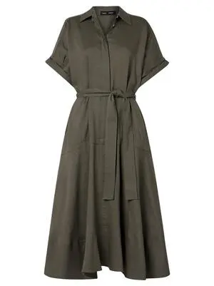 Proenza Schouler Scottie Belted Organic Linen-blend Midi Dress - Green