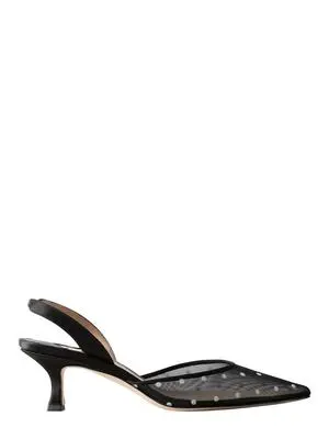 Manolo Blahnik Carolyne 50 Polka-dot Slingback Pumps - Black