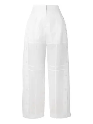 JIL SANDER Paneled Cotton-voile Wide-leg Pants - White