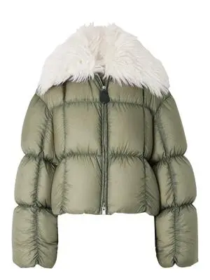 JIL SANDER Plush-trimmed Padded Quilted Jacket - Green