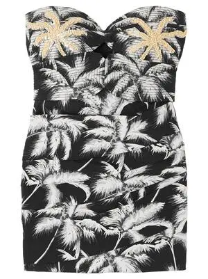 Johanna Ortiz Sombra Tropical Strapless Mini Dress - Black