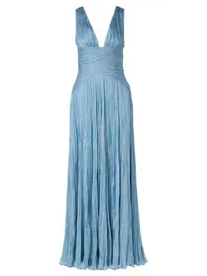 MARMAR HALIM Gathered Plissé-silk Gown - Blue