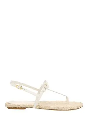 STUART WEITZMAN Felicity Leather Bow Espadrille Sandals Cream/natural
