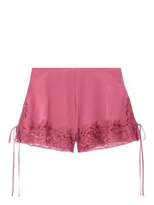 Chloé Lace-trimmed Organic Silk Crepe De Chine Shorts - Pink