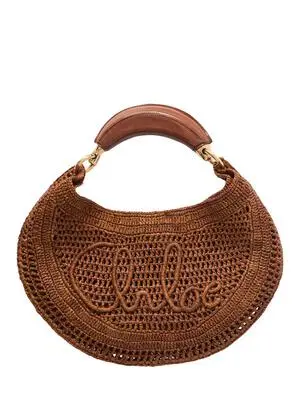 Chloé Leather-trimmed Embroidered Raffia Tote - Brown