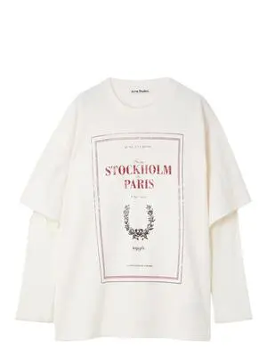 Acne Studios Layered Mesh-trimmed Cotton-jersey T-shirt - Off-white