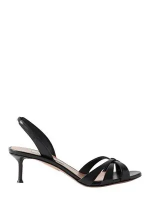 AQUAZZURA Tati 50 Leather Slingback Sandals - Black
