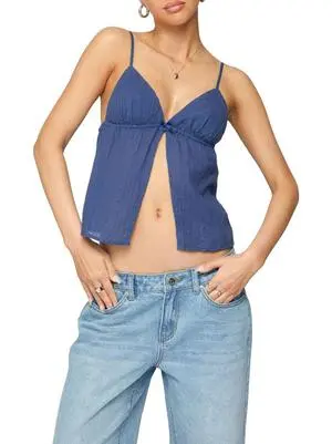 EDIKTED Eyelet Split Front Camisole - Navy