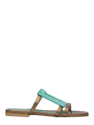 Elina Linardaki Metallic Buckle Sandals - Green