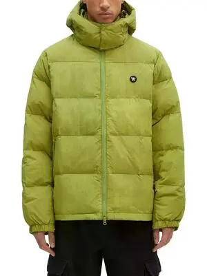 Wood Wood Hooded Ripstop Puffer Jacket - Green