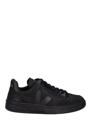 VEJA V-12 Mesh-panel Suede Trainers - Black