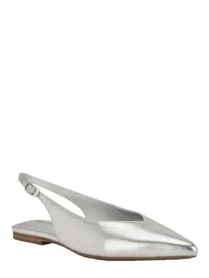Calvin Klein Galiana Slingback Pointed Toe Flat Silver