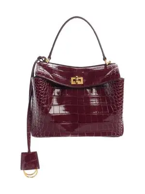 Balenciaga Mini Rodeo Croc-embossed Top Handle Bag - 6036 Dark Burgundy