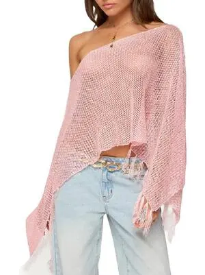 EDIKTED Sequin Fringe Poncho - Pink
