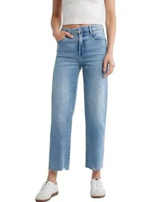 HIDDEN JEANS Raw Hem High-Rise Straight Leg Ankle Jeans
