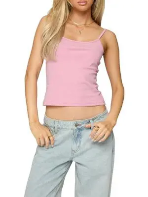 EDIKTED Stretch Cotton Crop Camisole - Pink