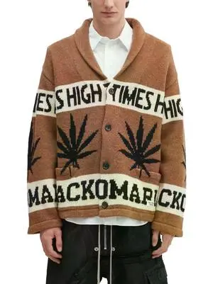 WACKO MARIA Intarsia-knit Cardigan - Brown