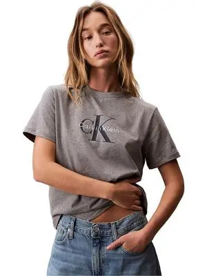Calvin Klein Monologo Tee - Medium Grey Heather