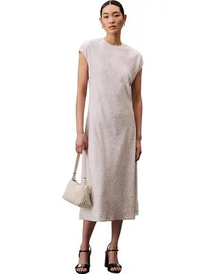 CALVIN KLEIN Printed Midi Sheath Dress