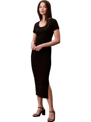 Calvin Klein Cotton Midi Dress - Black