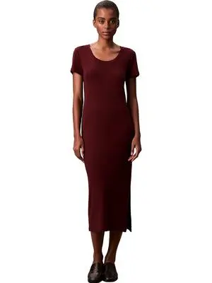 Calvin Klein Cotton Midi Dress - Deep Rouge
