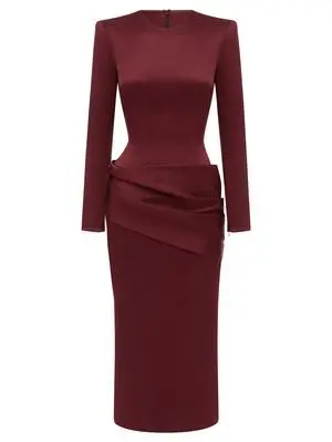 Alex Perry Satin Draped Dress - Burgundy