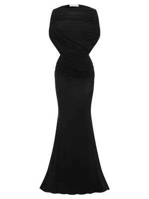Alex Perry Draped Capelet Maxi Dress - Black