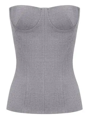 Alex Perry Cupped Suiting Corset Top - Grey