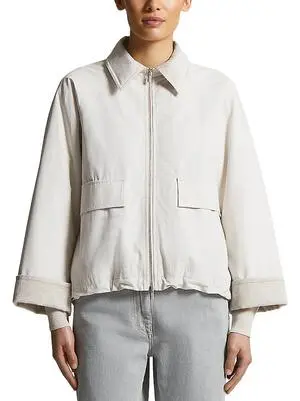 Peserico Collared Front Zip Jacket - Pearl Beige