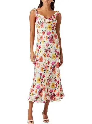 Astr The Label Zoie Floral Print Dress - Cream Multi Floral