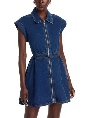 Steve Madden Tucker Fit-and-flare Denim Dress - Dark Blue