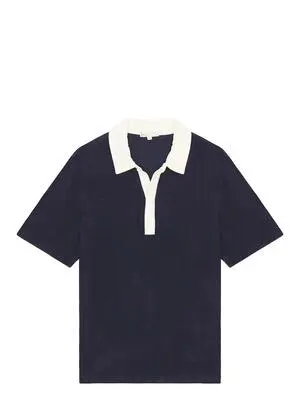 Onia Oversized Towel Terry Polo In Navy - Egret & Deep Navy
