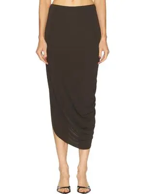 EAVES Lian Twist Midi Skirt - Dark Brown