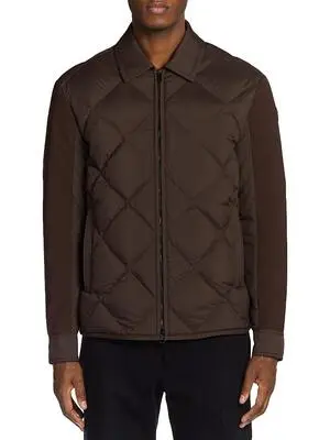 Moncler Aiguille Quilted Mixed Media Jacket - Espresso Bean