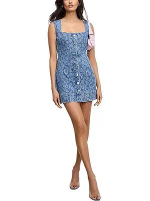 Good American Denim Mini Dress - Hibiscus Bloom