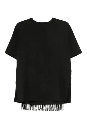 Sportmax Fringe-detail T-shirt - Black