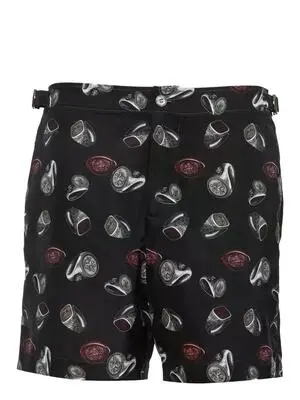 Dolce & Gabbana Ring-seal Print Swim Shorts - Black