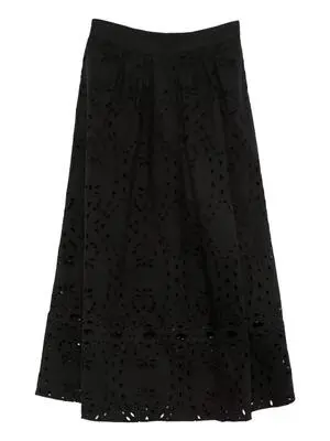 Ba&sh Bela Eyelet-embroidered Midi Skirt - Black