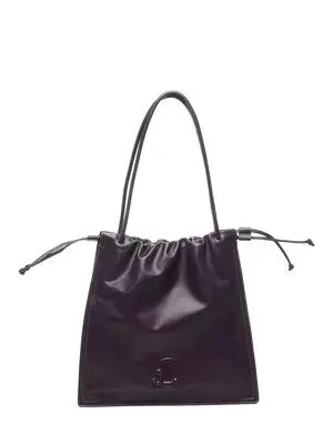 COCCINELLE Leather Drawstring Tote Bag - Purple