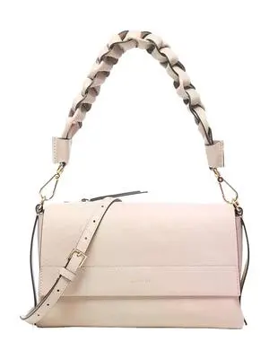 COCCINELLE Leather Shoulder Bag With Braided Handle - Neutrals