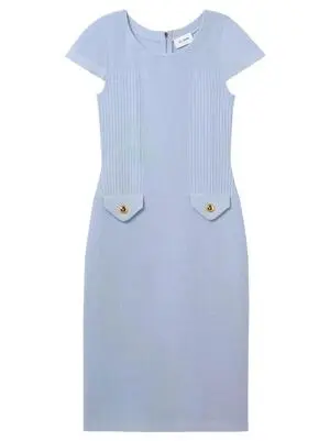 St. John Ribbed Knit Dress - Blue