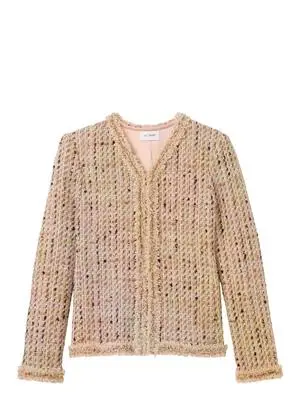 St. John Tweed Fringed Jacket - Neutrals