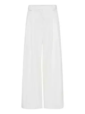 ST. AGNI Pleated Wide-leg Trousers - White