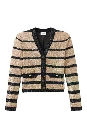 St. John Striped Sequin Embellished Jacket - Neutrals