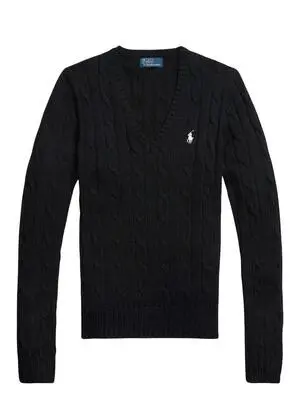 Polo Ralph Lauren Cable-Knit V-Neck Sweater Black