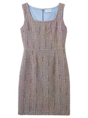 St. John Diagonal Lurex Tweed Dress - Periwinkle Rose Lurex Multi