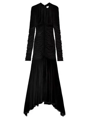 Blumarine Ruched Long-sleeve Gown - Black