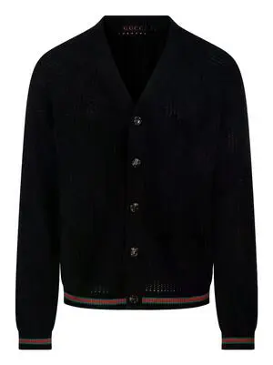 Gucci Ribbed-knit Button Cardigan - Black
