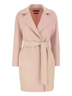 Max Mara Ajaccio Belted Wool Blend Coat - Pink